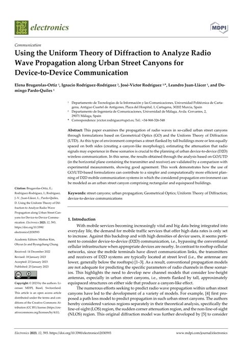 Pdf Using The Uniform Theory Of Diffraction To Analyze Radio Wave Propagation Along Urban