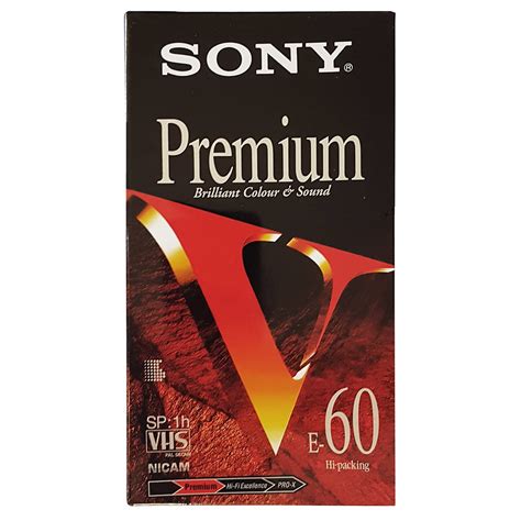Sony Premium E60 Vhs Cassette Tape Retro Style Media