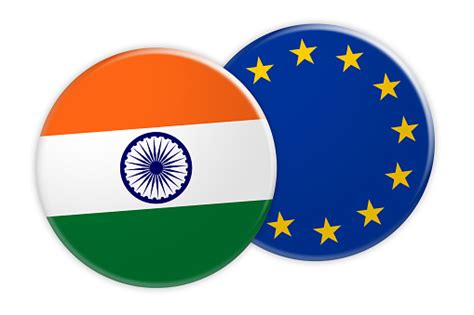 뉴스 개념 인도 깃발에 유럽 연합 플래그 단추 흰색 배경에 3d 그림 3차원 형태에 대한 스톡 벡터 아트 및 기타 이미지 3차원 형태 개념 경기 스포츠 Istock