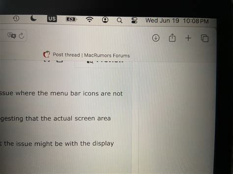 Menu Bar Chopped Off On Macs Built In Display Macrumors Forums