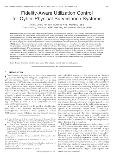 Pdf Fidelity Aware Utilization Control For Cyber Physical Surveillance Systems