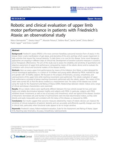 Pdf Robotic And Clinical Evaluation Of Upper Limb Motor Performance In Patients With
