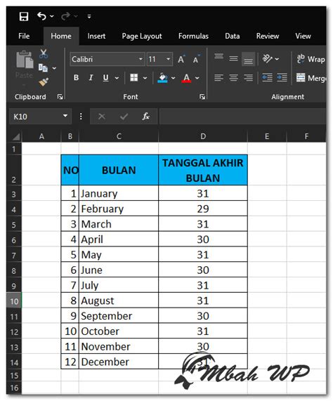 Cara Menampilkan Tanggal Akhir Bulan Di Excel