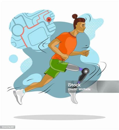 추상배경에 러너 장애인 수족 다리 보철시작 발에 대한 스톡 벡터 아트 및 기타 이미지 발 인공적인 운동 선수 Istock