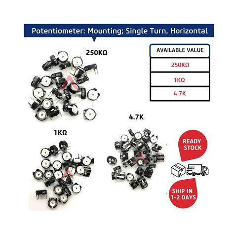Potentiometer Mounting Single Turn Horizontal 250kΩ 1kΩ 47k Shopee Malaysia