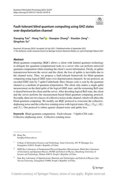 Fault Tolerant Blind Quantum Computing Using Ghz States Over