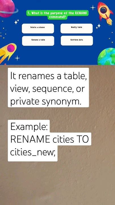 Rename Command Explained How To Rename Objects In Oracle 🔄 Oracledatabase Youtube