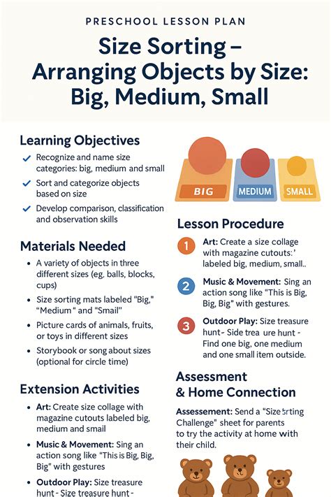 Size Sorting Preschool Lesson Plan On Big Medium Small
