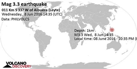 Séisme faible mag 3 3 Philippine Sea 9 3 km au sud ouest de Balogo