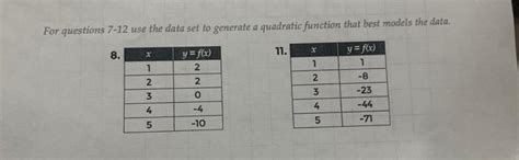 solved for questions 7 12 use the data set to generate a