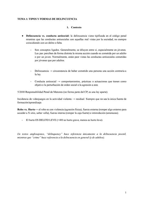 Tema 1 Tipos Y Formas De Delincuencia Tema 1 Tipos Y Formas De