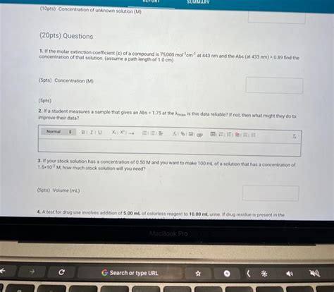 Solved Part I Data Entry 2pt Mass Of Your [fe Phen 3]cl2