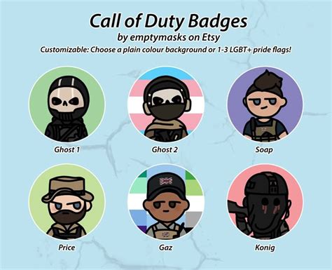 Call Of Duty Chibi Badges Simon Ghost Riley Johnny Soap Mctavish Captain Price Kyle Gaz
