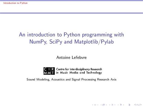 PDF An Introduction To Python Programming With NumPy SciPy And