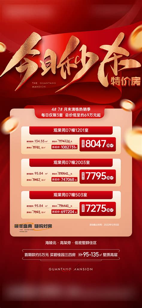 红金秒杀特价房海报