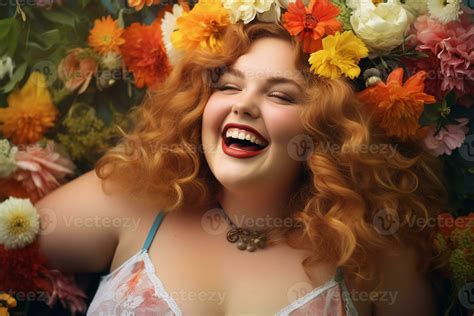 Ai Generated Studio Portrait Of Beautiful Fat Overweighted Woman On