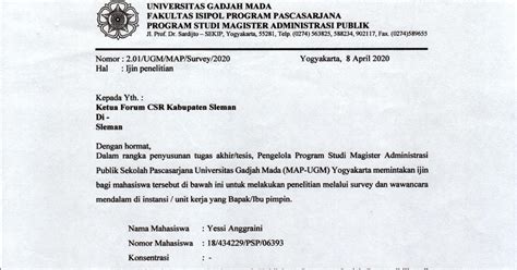 Detail Surat Permohonan Ijin Penelitian Koleksi Nomer 16