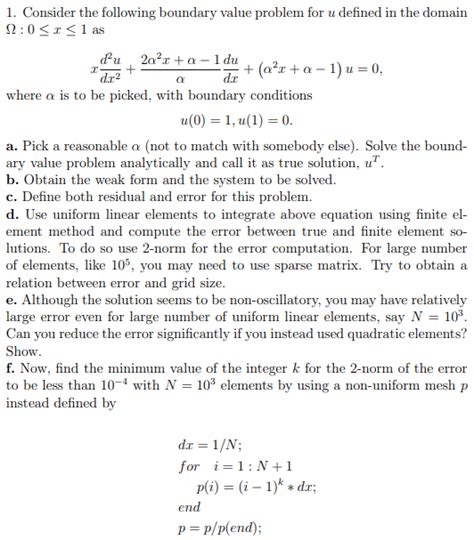 1 Consider The Following Boundary Value Problem For