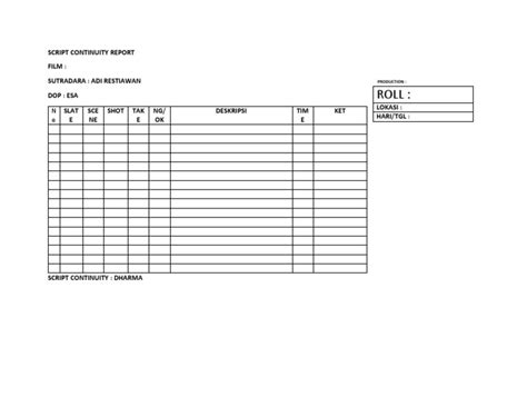 Script Continuity Report Pdf