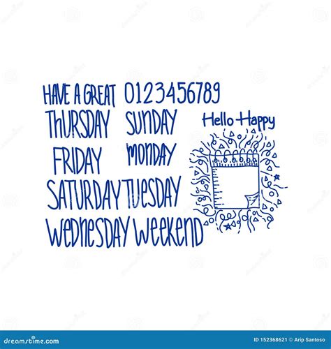 Vector Hand Lettering Set Of The Days Of The Week Stock Vector