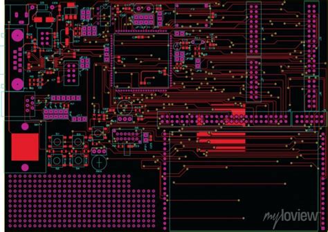 Tracing The Conductors Of A Multilayer Printed Circuit Board Vector • Wall Stickers Wiring