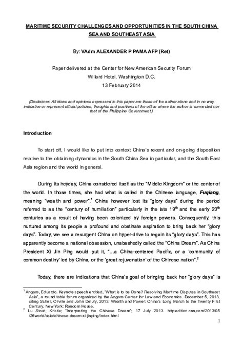 Pdf Maritime Security Challenges And Opportunities In The South China