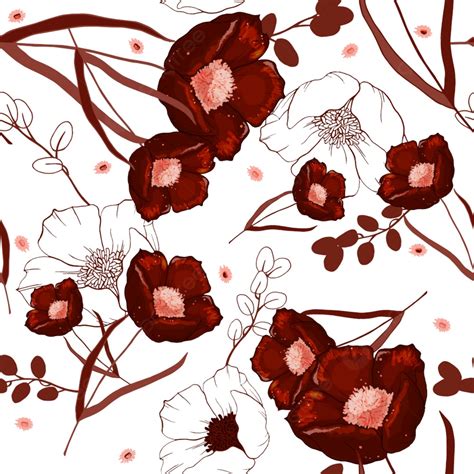 Trendy Floral Pattern Botanical Motifs Background Illustration Decoration Background