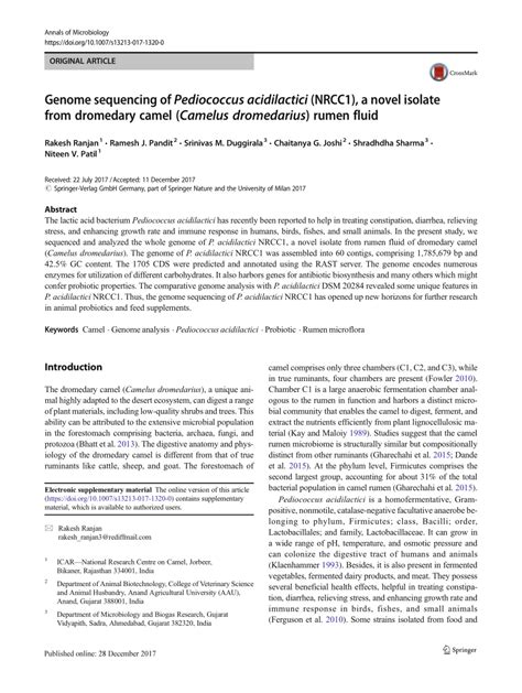 Pdf Genome Sequencing Of Pediococcus Acidilactici Nrcc1 A Novel