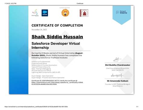 siddiq hussain on linkedin smartinternz salesforce