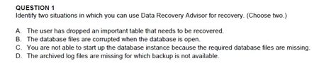 【qanda With Explanations】ocp 1z0 053 Question1data Recovery Advisor