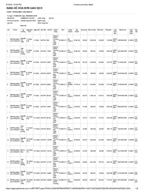 Invoice Summary Detail Pdf