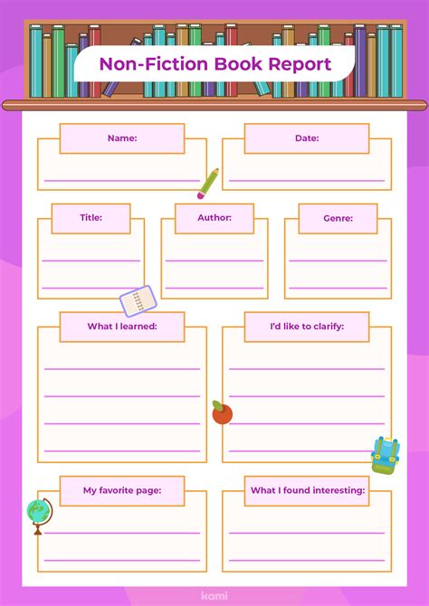 Non Fiction Book Report Template For Teachers Perfect For Grades 4th 5th 6th 7th 8th
