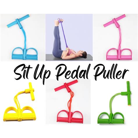 Happypal Sit Up Pull Rope 4 Tube Elastic Pedal Puller Multifunction Yoga Home Fitness Waist Arm
