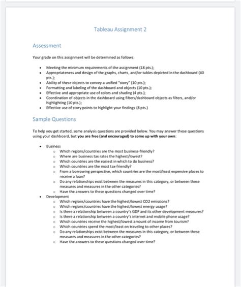Solved Tableau Assignment 2 Assessment Your Grade On This