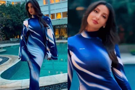 Nora Fatehi Makes Heads Turn With Sizzling Look In Aqua Blue Bodycon
