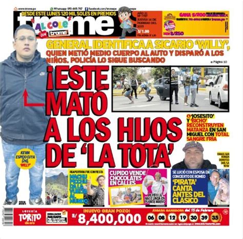 Portada Trome ESTE MATÓ A LOS HIJOS DE LA TOTA IMPRESA TROME