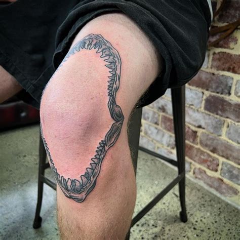Shark Jaw Tattoo Knee By Adrianobelloti