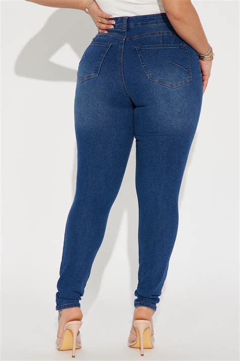 Back It Up Ripped Booty Lifting Stretch Skinny Jeans Dark Wash