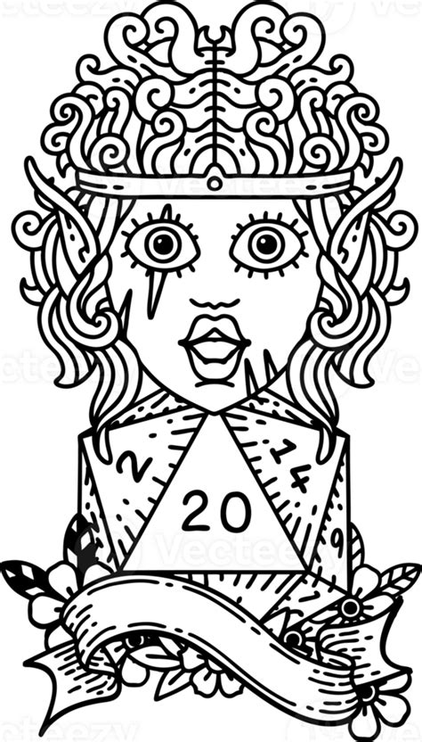 Black And White Tattoo Linework Style Elf Barbarian Character With