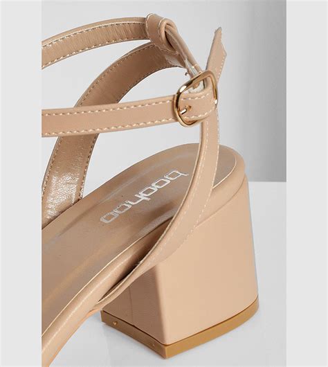 Buy Boohoo Wide Fit Low Block Barely There Heel Sandals In Nude