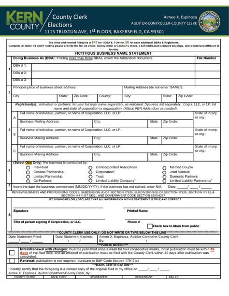 Kern County California Fictitious Business Name Statement Fill Out Sign Online And Download