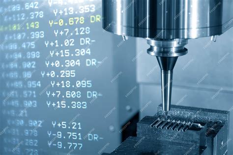 Premium Photo The Abstract Scene Of Cnc Milling Machine And The Gcode Data Cutting The Mold