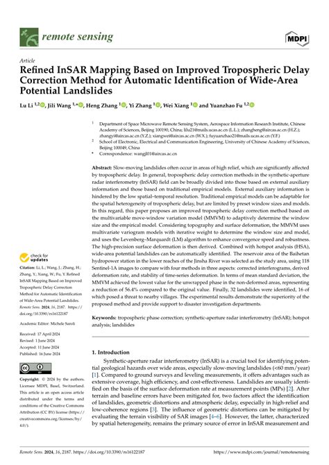 pdf refined insar mapping based on improved tropospheric delay