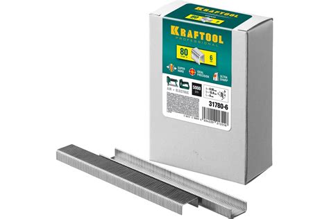 Скобы для степлера KRAFTOOL тип 21GA (80/Pr A/Senco AT) 6 мм, 5000 шт ...