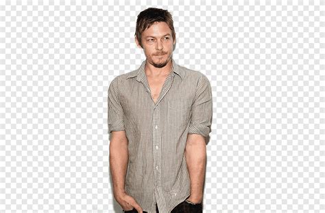 نورمان ريدوس The Walking Dead ، رجل يرتدي قميصًا مخططًا باللون الرمادي