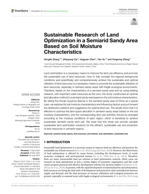 Pdf Sustainable Research Of Land Optimization In A Semiarid Sandy