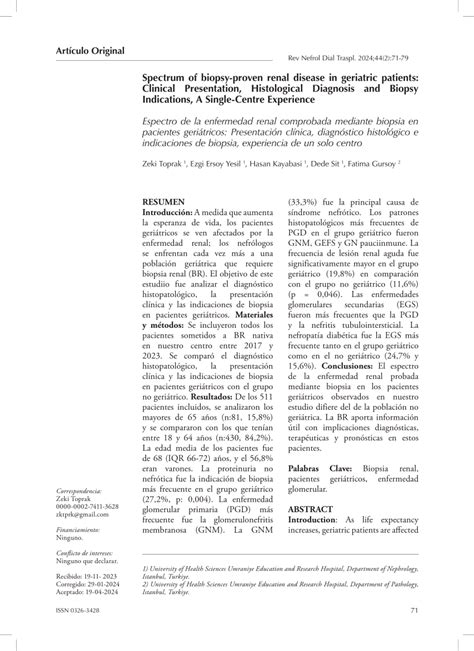 Pdf Spectrum Of Biopsy Proven Renal Disease In Geriatric Patients