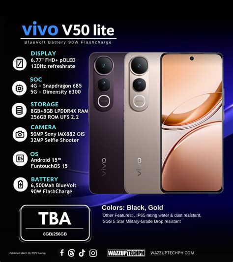 Wazzuptechph Vivo V50 Lite Specs 677 Amoled Display 120hz