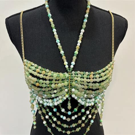 Handmade Beaded Top Crystal Top Chain Top Cover Up Beach Wear