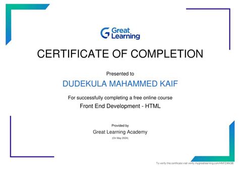 Dudekula Mahammed Kaif On Linkedin Greatlearningacademy Greatlearning Glacertificate